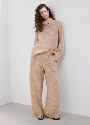 Mango Pantalon Lyocell rayures marron - Femme - XS - MANGO