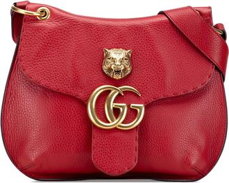 Gucci Hobo Bags - GG Marmont Leather Animalier Crossbody - Gr. unisize - in Rot - f&uuml;r Damen