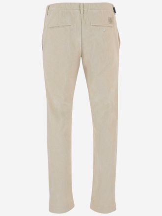 Jacob Cohen Mens Pants Stretch Cotton Velvet Ivory Trousers