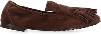 Tory Burch Womens Fringed Ballet Flats Mustang Leather Loafers