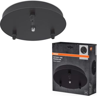 Osram Vintage 1906 PenduLum Montagezubehör für 3 Pendelleuchten, in Schwarz aus Aluminium, für Wohnbereiche und Bars