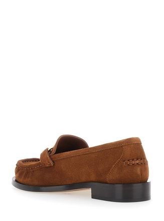 Ferragamo Womens Loafers Marian Brown Suede Calfskin