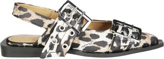 Ganni Feminine Buckle Ballerina Satin Print - Gr. 36 (EU) - in Braun