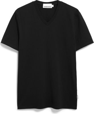 Armedangels Herren T-Shirt aus Bio-Baumwolle JAAMES V-Neck Regular Fit Black