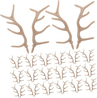 Cabilock 24 Paare Kunststoff Rentiergeweihe DIY Bastelzubehör Wiederverwendbare Elchhörner Karikatur Schneemann Zweige Weihnachtsdeko Zubehör Robust und Einfac