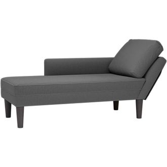 vidaXL Chaise longue avec coussin gris fonc&eacute; tissu en velours c&ocirc;tel&eacute; - Vidaxl
