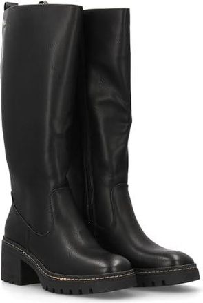 Shoes & Blues Bottines hautes pour femme au design élégant. Talon large semelle dentée. Fermeture éclair idéale pour lhiver., Noir, 36 EU