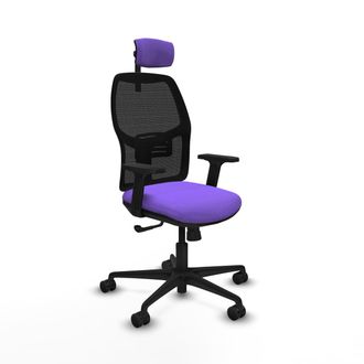 Piqueras y Crespo Alfera B&uuml;rostuhl mit 2D-Armen, h&ouml;henverstellbarer Lendenwirbelst&uuml;tze und h&ouml;henverstellbarem Kopfteil, Schwarz / Lila