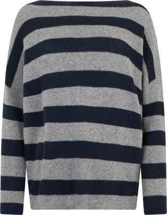 Fabiana Filippi Femme, Pulls, Gris, Taille: 38 FR Pull ray&eacute; &agrave; manches longues