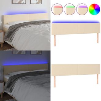 vidaXL Led Kopfteil Creme 180x5x78/88 cm Stoff - Bettkopfteil - led Beleuchtung - Betten Zubehör - Creme Farbe - Kopfteil Aus Stoff - Home & Living