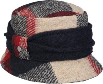 Lierys Chapeau en Laine Mavilea Checks Femme - Made in Italy Tissu avec Doublure, Doublure Hiver Automne-Hiver - Taille Unique Bleu foncé