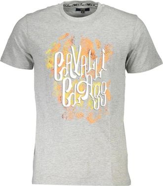 Cavalli Bedrucktes Logo-T-Shirt - - Tops - Herren - Grau - 2XL