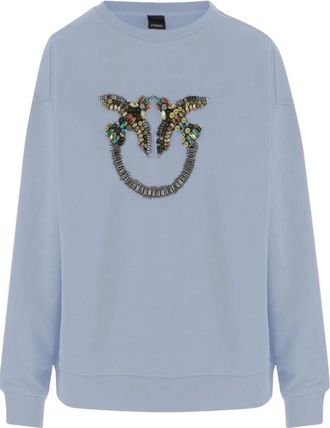 Pinko Pinko, Femme, Sweatshirts et sweats &agrave; capuche, Bleu, Taille: 40 FR Nelly SweaT-shirt