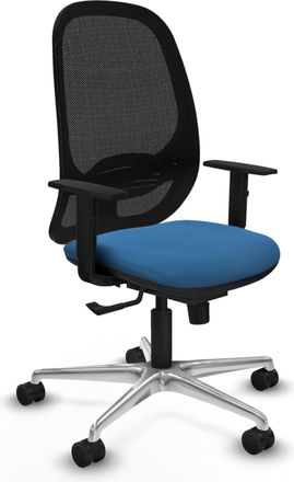 Piqueras y Crespo Schreibtischstuhl Home Office mit 1D-Armen, h&ouml;henverstellbare Lendenwirbelst&uuml;tze, ausgestattet mit 3 Positionen und Schneideschaum, Schwarz/Hellblau