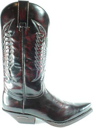 Sendra Boots 2073 Cuervo Florentic Bordeaux Santiags Femmes Hommes Cowboy Bottes Western Bout Pointu Talon Inclin&eacute; Fait Main V&eacute;ritable Cuir Brillant Taille 4