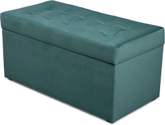 MG Design Polsterhocker 45 x 90 cm Petrol mit großem Stauraum (ca. 100 L), bis 300 kg belastbar, weich mit dezentem Schimmer, pflegeleicht - Wohnbereich, Schlaf