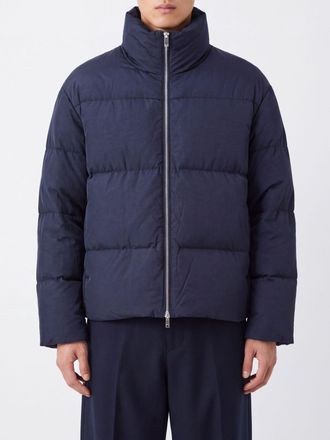 STUDIO NICHOLSON Doudoune courte en nylon matelass&eacute; avec col montant entonnoir