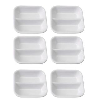 Yardwe Dip Teller Geteilt 6 STüCKE Fach Sauce Teller Tauchschalen 2 Girds Keramik Gewürz Sauce Bowls Portion Cups Cindiment Tray Sauce Teller für Sauce Ketch
