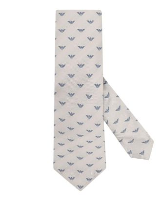 Emporio Armani Seidenkrawatte mit Logo-Muster und Diagonalstruktur in