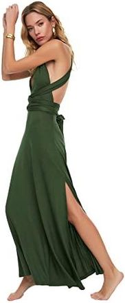 Trendyol Vernetzung Detailliertes Gestricktes Strandkleid Robe, Kaki, XS Femmes
