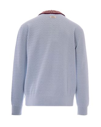 Dr&ocirc;le de Monsieur Mens Polo Shirt Traforata D Mirror Light Blue Cotton T-shirts And Polos