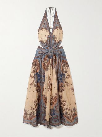 Zimmermann Robe Longue Dos Ouvert En Voile De Coton Imprimé Ascension - Neutres