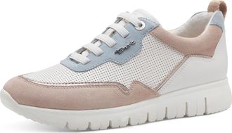 Tamaris Comfort Damen Sneaker flach aus Leder Bequem, Weiß (White Comb), 37 EU