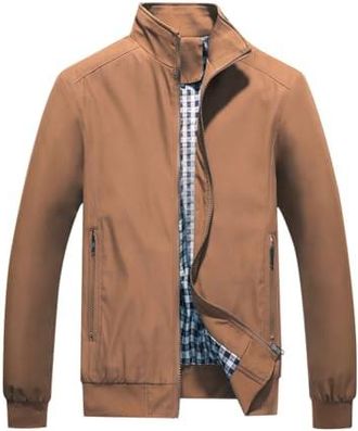 AlltheMen Blouson Homme Léger Veste Militaire Chaud Jacket Casual Hiver Printemps Automne Aviateur Col Montant 1601 Kaki 5XL