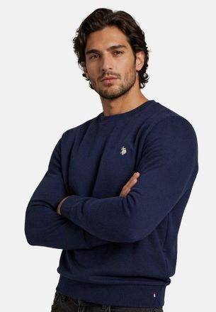 U.S.Polo Association Rundhalspullover USJaxxon - Herren Sweatshirt mit Rundhalsausschnitt Weiche Baumwollmischung, formstabil und mit Logo-Stickerei