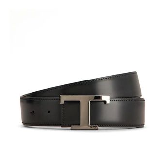 Tod's Homme, Accessoires, Noir, Taille: 90 CM Ceinture en Cuir Noir Double Face