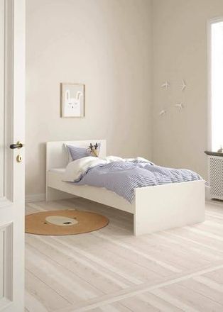 Dmora Einzelbett Fanny, Struktur des Lagerbetts, Sommier mit Abdeckung, Bettrahmen aus Stoff, 197x96 h80 cm, Wei&szlig;