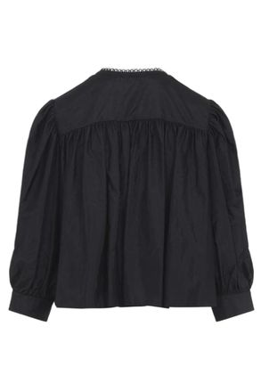 Chlo&eacute; Womens Blouse &Agrave; D&eacute;tails Fronc&eacute;s Black Shirt