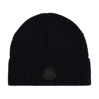 Moncler Homme, Accessoires, Bleu, Taille: ONE Size Bonnet en laine