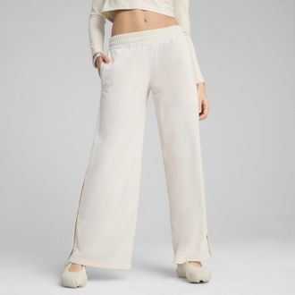 Puma Pantalon taille basse &agrave; boutons-pression WARDROBE Essentials pour femme, V&ecirc;tements, Blanc, M