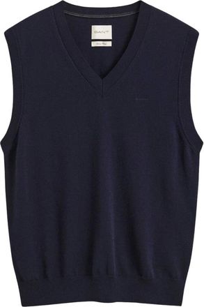 GANT Pull col V - Homme - Pulls - Bleu - Taille: 2XL
