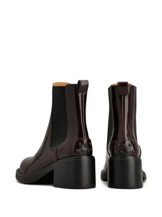 Tod's Leather Block-Heel Chelsea Boot - Burgundy