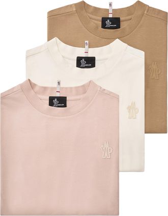 Moncler Moncler T-shirt En Coton M&eacute;lang&eacute; Avec Patch Logo (lot De Trois), Femme, Multicolore, Taille: Xs