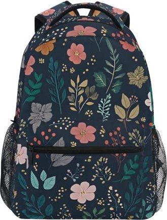 Generic Fleurs Sauvages, Mauvaises Herbes, Bleu Fonc&eacute; Sac &Agrave; Dos Antivol Sacs A Dos Confort Cartable Scolaire Pour Camping Pc Randonn&eacute;e 29X40Cm