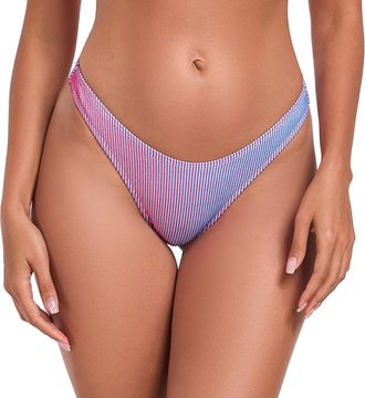 Relleciga Damen Bademode Bikinihose Unterteil High Cut Thong Bottom Blurred M