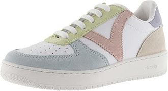 Victoria Basket Basse Madrid Effet Cuir & Pi&egrave;ces Multicolores en Cro&ucirc;te De Cuir 1258214 pour Femme Celeste 37