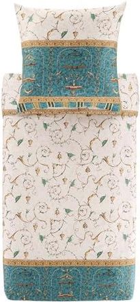 Bassetti OPLONTIS Bettwäsche + 1 Kissenhülle aus 100% Baumwollsatin in der Farbe Grün V2, Maße: 135x200 + 1 K 80x80 cm - 9331440