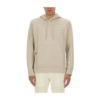 HUGO BOSS Sweat &agrave; capuche en jersey avec logo appliqu&eacute; - Homme - Sweatshirts et sweats &agrave; capuche - Beige - Taille: 2XL