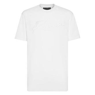 Philipp Plein Homme, Tops, Blanc, Taille: 2XL T-shirt Col Rond SS Signature