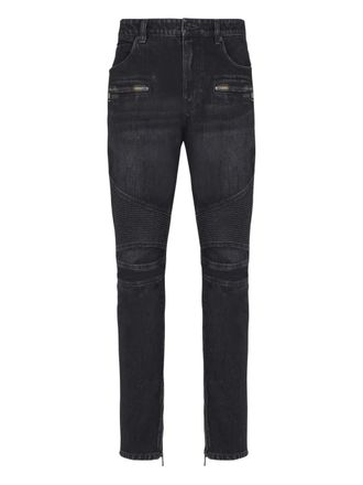 Balmain Biker Jeans mit Rei&szlig;verschlussdetail - Schwarz