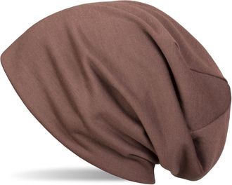 styleBREAKER Unisex Stoff Beanie M&uuml;tze einfarbig, leicht und weich, Longbeanie Slouch Beanie 04024018, Farbe:Braun