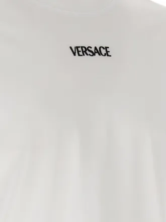 Versace Logo-Embroidered Cotton T-Shirt - White
