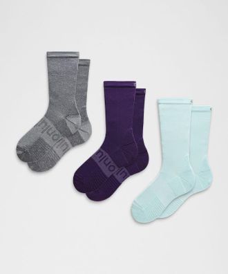 lululemon Chaussettes montantes Power Stride unisexes Lot de 3 - Gris - Taille L