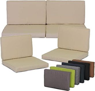 Beo Lounge Auflagen Set Monaco | 8 Outdoor Kissen wetterfest & wasserabweisend | Sitzpolster Rattanmöbel mit Reißverschluss | Passend für Allibert Lounge-