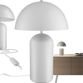 TecTake Pilzform Tischleuchte Vintage Design - Leselampe, Nachtlicht, Wohnzimmerlampe, Table Lamp, kleine Lampe, retro Nachttischlampe mit Kabel - weiß