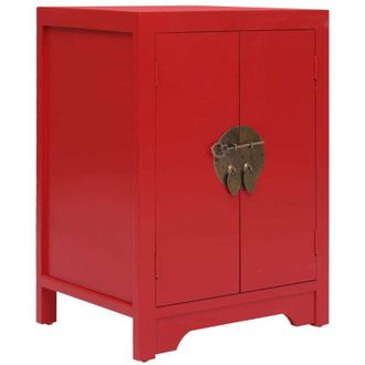 vidaXL Table de chevet Rouge 38 x 28 x 52 cm Bois de Paulownia vidaXL